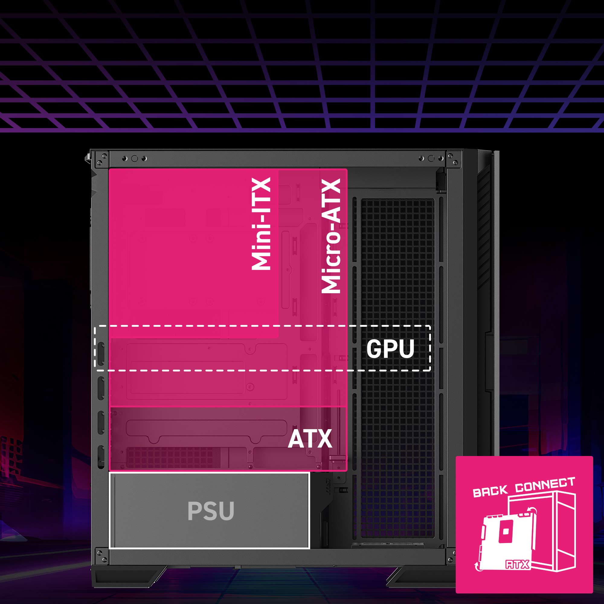 MSI MPG Velox 300R Airflow PZ - Mid-Tower Gaming PC Case - Tempered Glass Side Panel - 2 x 160 ...